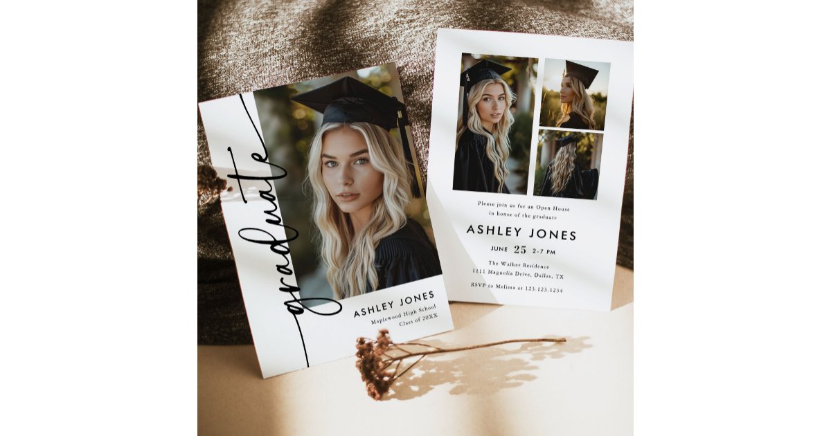 Trendy Modern Casual Photo Graduation Invitation | Zazzle