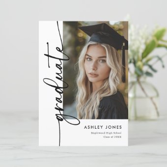 Trendy Modern Casual Photo Graduation Invitation | Zazzle