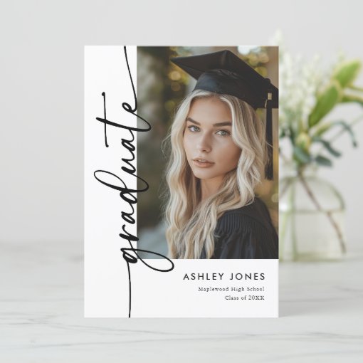 Trendy Modern Casual Photo Graduation Invitation | Zazzle