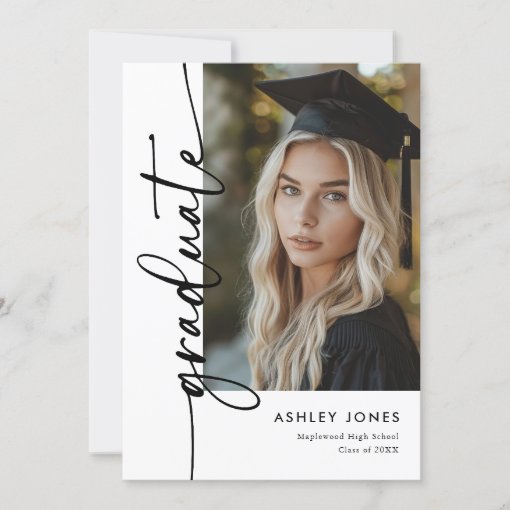 Trendy Modern Casual Photo Graduation Invitation | Zazzle