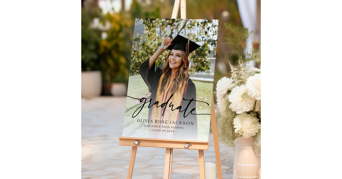 Trendy Modern Casual Photo Graduation Welcome Sign | Zazzle