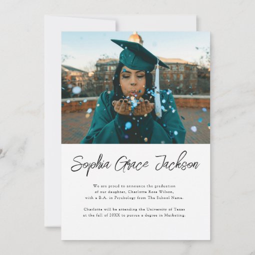 Trendy Modern Casual Typography Photo Graduation Announcement | Zazzle