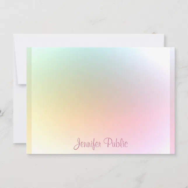 Trendy Modern Colorful Calligraphed Script Text Note Card | Zazzle