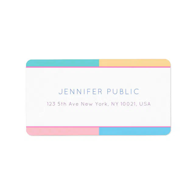 Trendy Modern Colorful Design Template Address Label | Zazzle