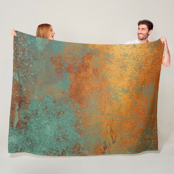 Trendy Modern Copper Patina Metallic Fleece Blanket | Zazzle