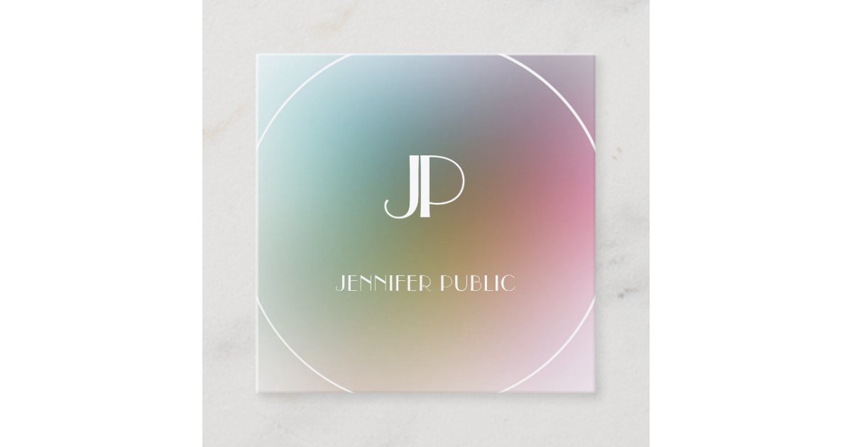 Trendy Modern Elegant Monogram Colorful Template Square Business Card ...
