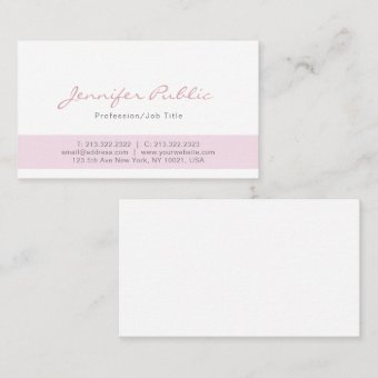 Trendy Modern Elegant Pink White Minimalist Plain Business Card | Zazzle