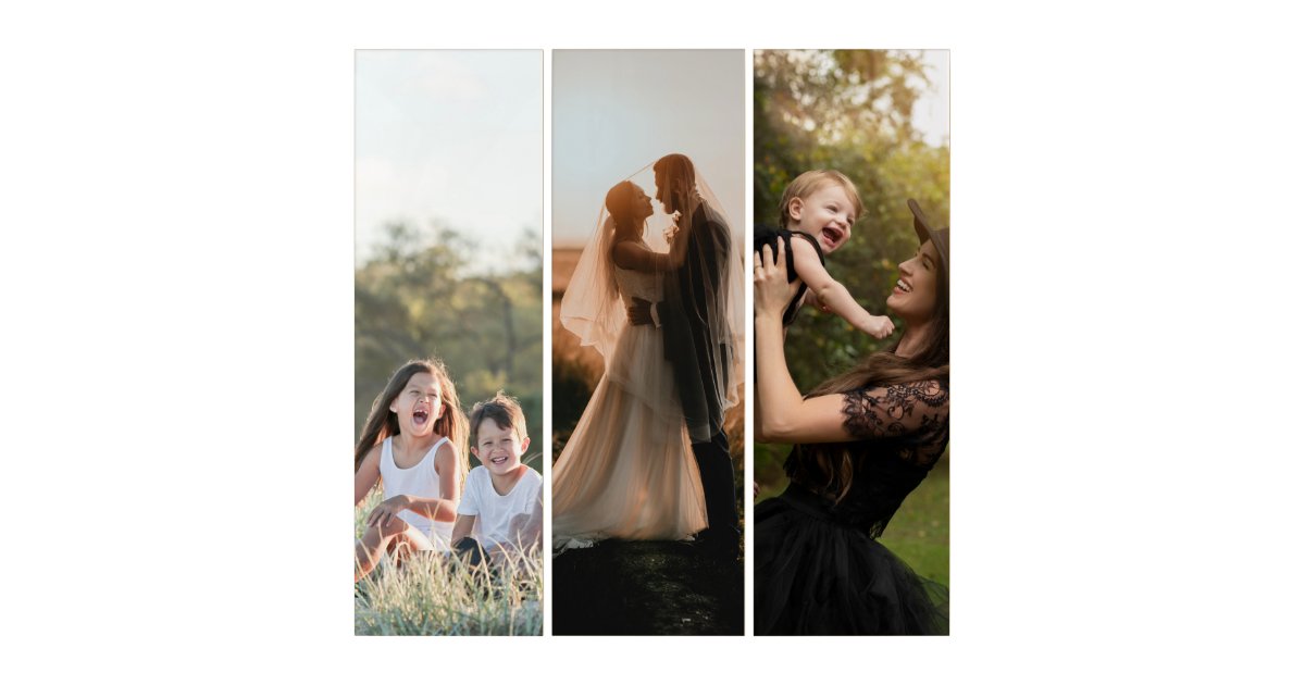 Trendy Modern Family Collage Photos Triptych | Zazzle