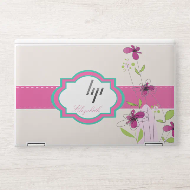 Trendy Modern Flowers,Frame - Personalized HP Laptop Skin | Zazzle