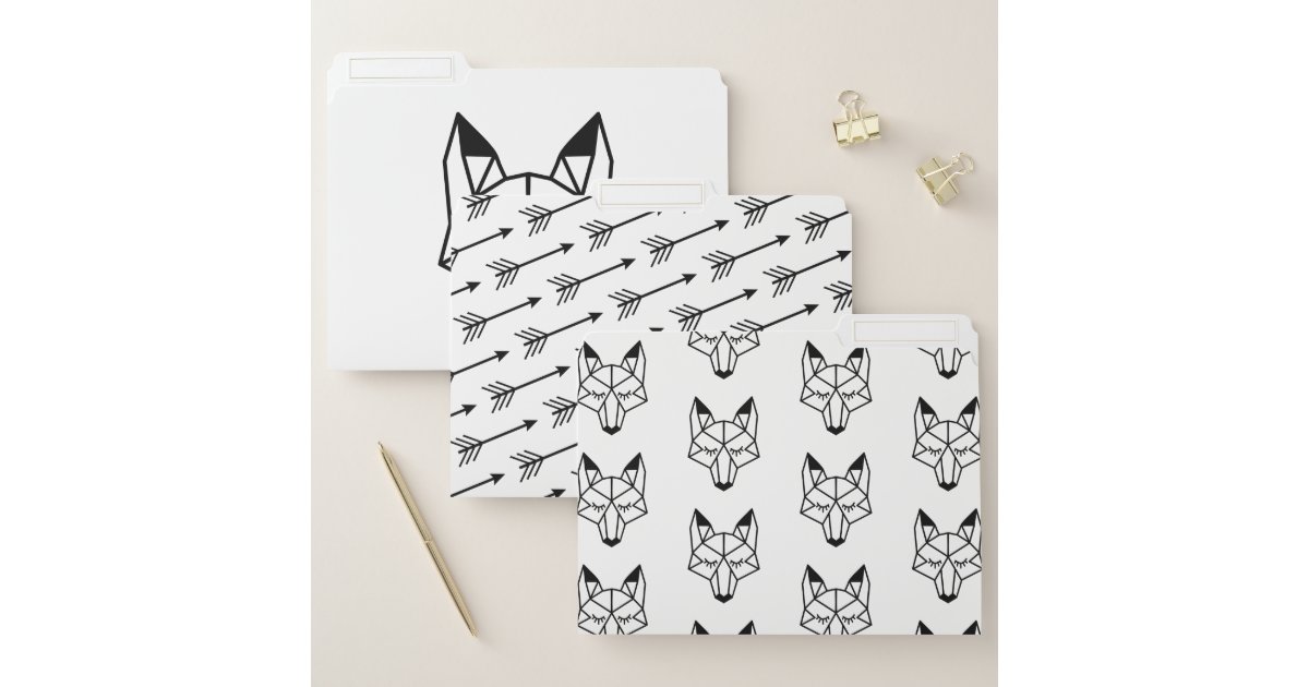 Trendy Modern Geometric Fox Head & Arrows File Folder | Zazzle