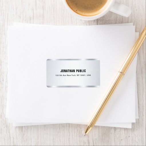 Trendy Modern Glamour Silver Look Elegant Template Label | Zazzle