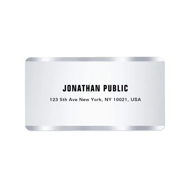 Trendy Modern Glamour Silver Look Elegant Template Label | Zazzle