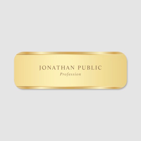 Trendy Modern Gold Look Elegant Template Rectangle Name Tag | Zazzle.com