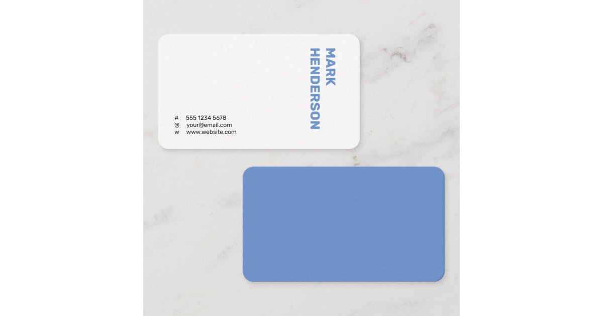 Trendy Modern Minimal Blue Business Card | Zazzle