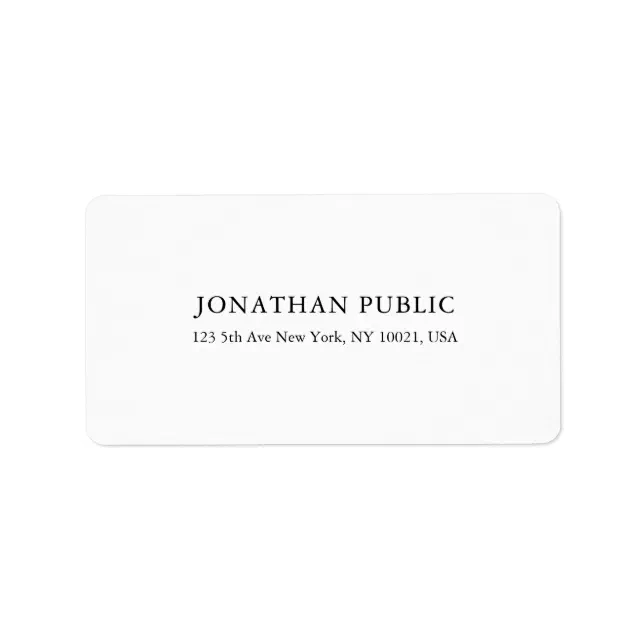 Trendy Modern Minimalistic Elegant Plain White Label | Zazzle