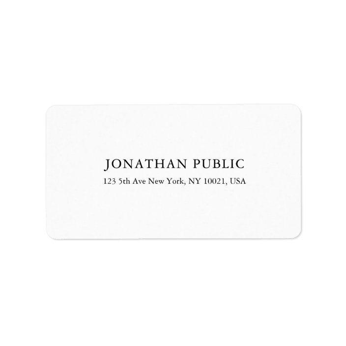 Trendy Modern Minimalistic Elegant Plain White Label | Zazzle.com