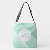 Trendy Modern Monogram Mint Green Striped Crossbody Bag | Zazzle