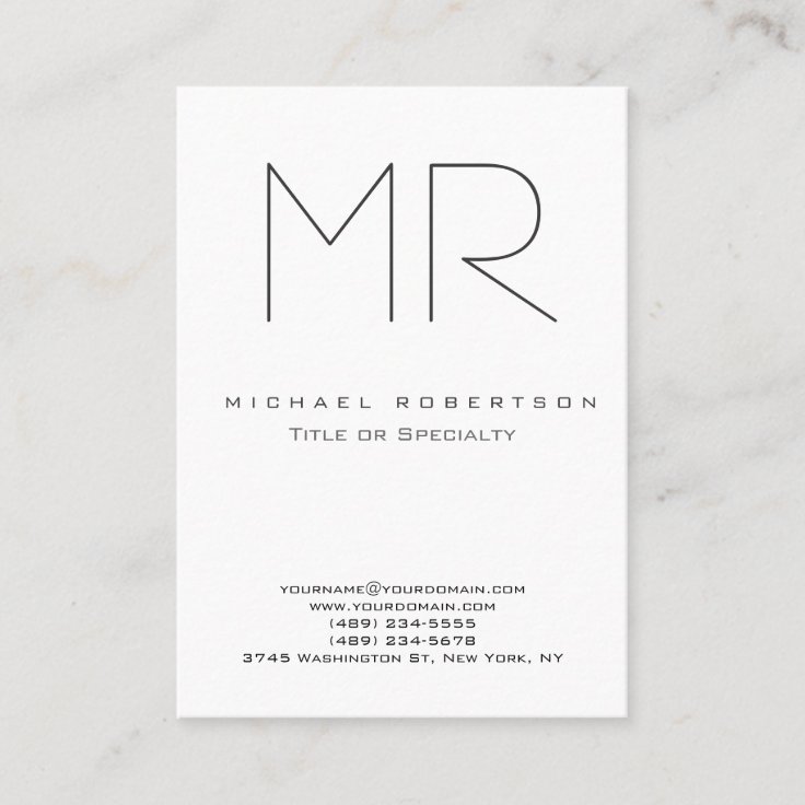 Trendy Modern Monogram Plain Minimalist Business Card | Zazzle