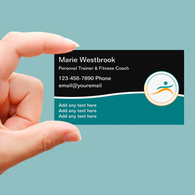 Trendy Modern Personal Fitness Coach Business Card | Zazzle