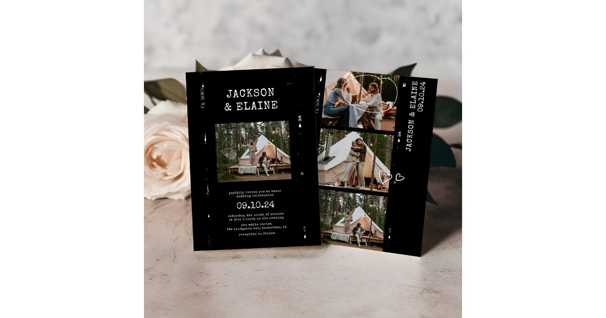 Trendy Modern Photo Booth Wedding Invitation | Zazzle