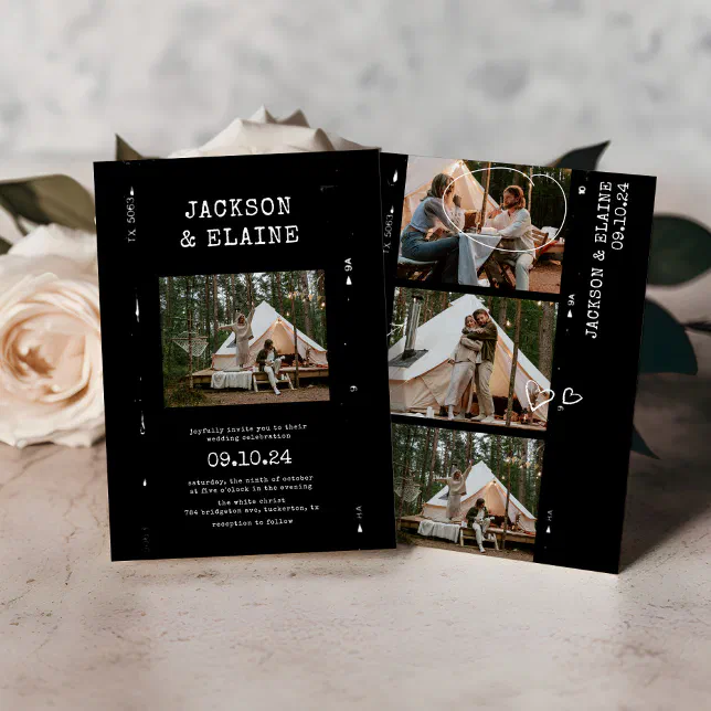 Trendy Modern Photo Booth Wedding Invitation | Zazzle