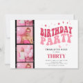 Trendy Modern Photo Strip Pink Birthday Party Invitation | Zazzle