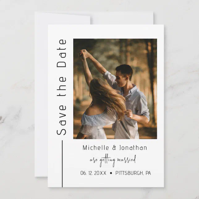 Trendy Modern Photograph Christian Wedding Save The Date | Zazzle