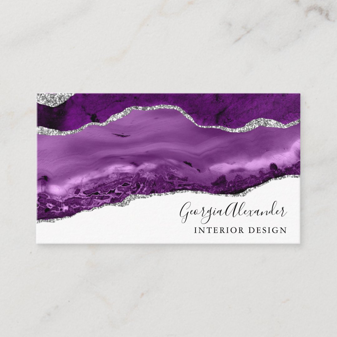 Trendy Modern Purple Agate Preofessional Design Business Card | Zazzle