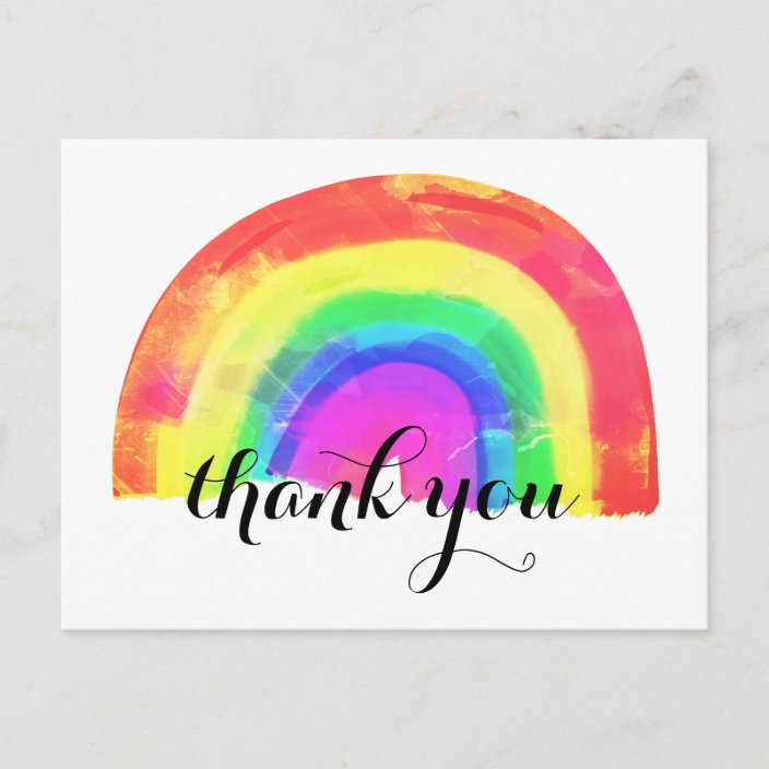 Trendy Modern Rainbow Thank You Postcard | Zazzle.com