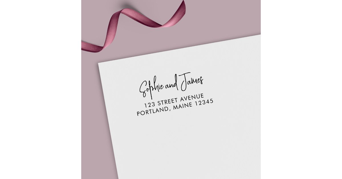 Trendy Modern Script Couple Name Return Address Self-inking Stamp | Zazzle