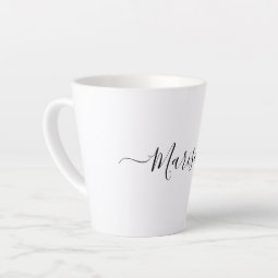 Trendy Modern Script Typography Name Latte Mug | Zazzle