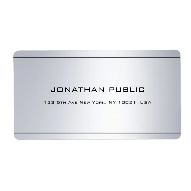 Trendy Modern Silver Template Shipping Address Label | Zazzle