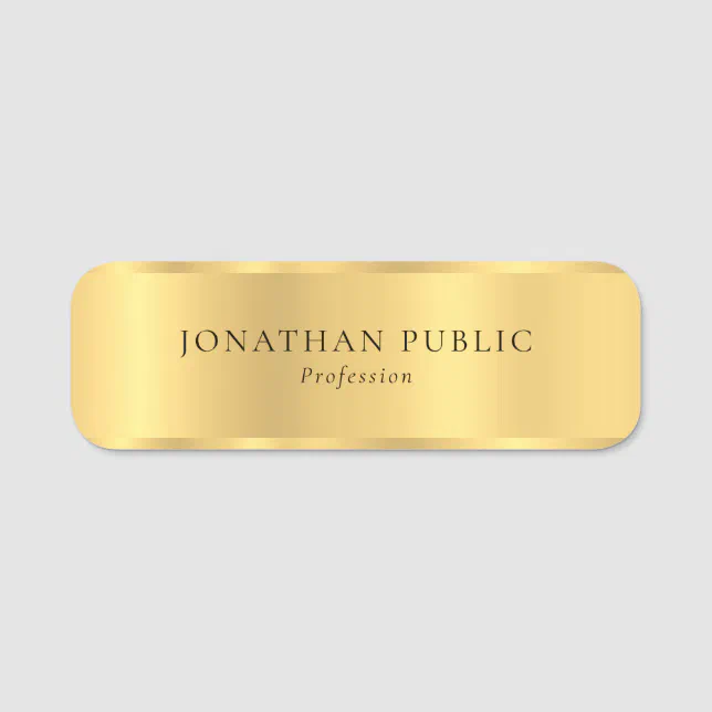 Trendy Modern Simple Design Stylish Gold Template Name Tag | Zazzle