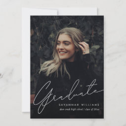 Trendy Modern Simple Script Two Photo Graduation Announcement | Zazzle