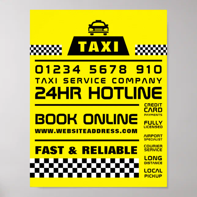 Trendy & Modern, Taxi Cab Firm Advertising Poster | Zazzle
