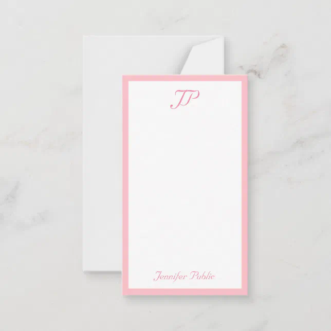 Trendy Monogram Blush Pink Handwritten Template | Zazzle