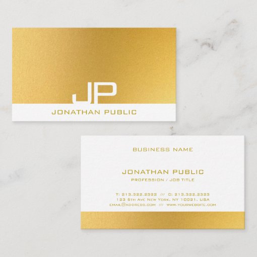 Trendy Monogram Elegant Modern Gold Template Business Card | Zazzle