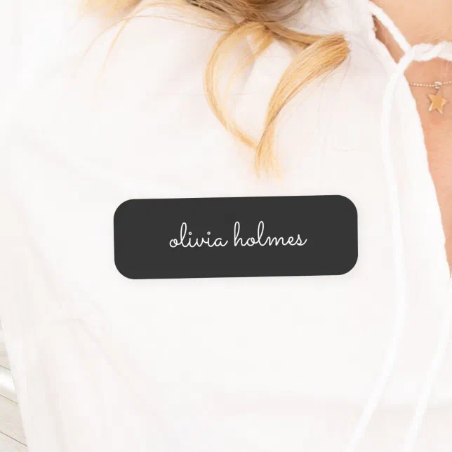 Trendy Monogram | Modern Black Script Name Tag | Zazzle