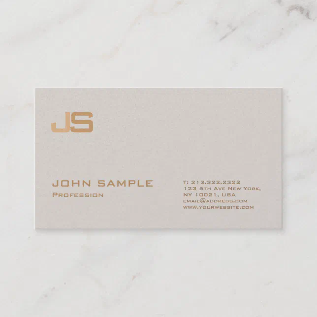 Trendy Monogram Professional Premium Pearl Finish Business Card | Zazzle