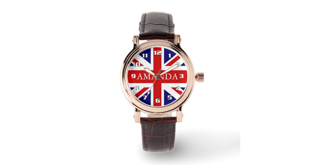 Trendy Monogram Union Jack Watch | Zazzle