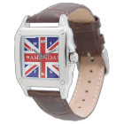 UK Flag Union Jack Custom Leather Strap Watch | Zazzle.com