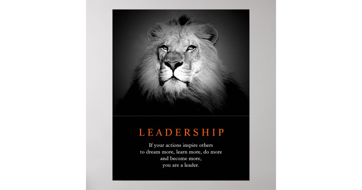 Trendy Motivational Leadership Lion Poster | Zazzle