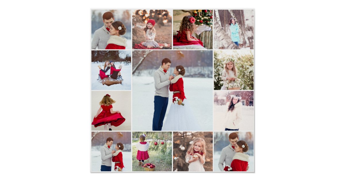 Trendy Multi Photo Collage Poster | Zazzle