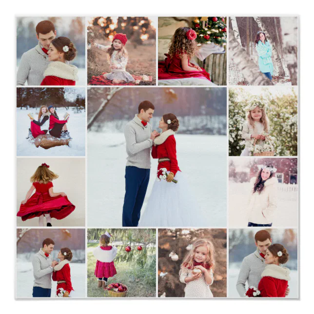Trendy Multi Photo Collage Poster | Zazzle