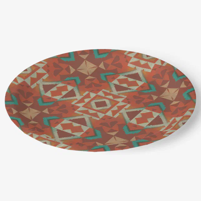 Trendy Native American Indian Tribe Mosaic Pattern Paper Plates | Zazzle