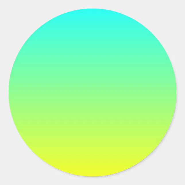 trendy ombre lemon yellow lime green turquoise classic round sticker ...
