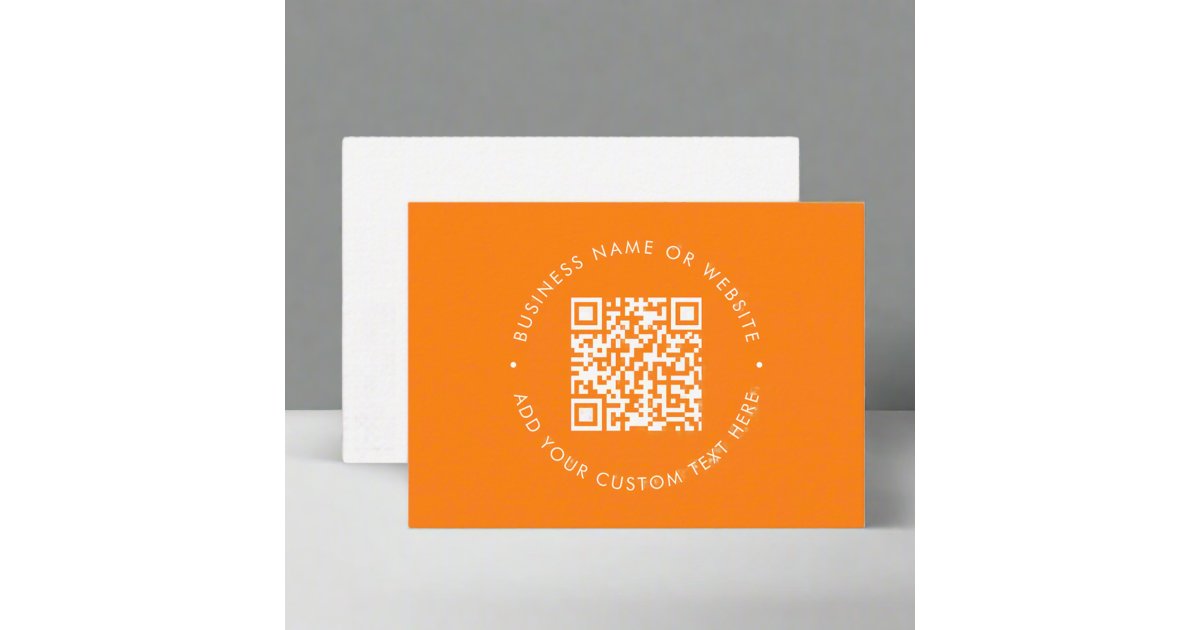 Trendy Orange Scannable QR Code Website Business Card | Zazzle