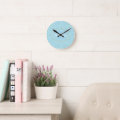 Trendy Pastel Blue Gold Confetti Dots Round Clock | Zazzle
