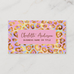 Trendy Pastel Modern Gold Leopard Print QR Code Business Card | Zazzle