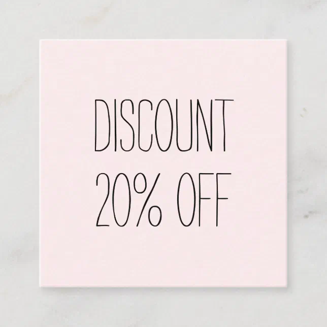 Trendy pastel pink minimalist modern discount card | Zazzle